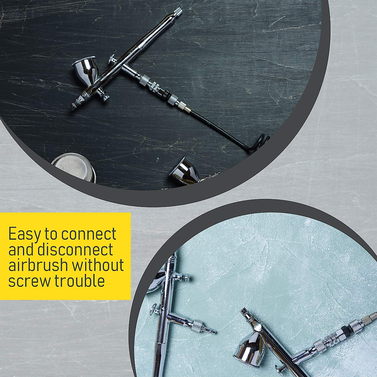 Airbrush Quick Release Coupling Disconnect Adapter Kit, 5 Pieces 1/8 Inch Female Connectors and Male Adapters Adjustment Control Valve Airbrush Accessories for Air Compressor and Airbrush Hose