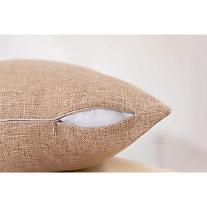 Elara Star Set of 2 Linen Throw Pillow Cases Solid Square Decorative Pillow Covers 18x18 Inch for Couch Sofa Bed Chair,Natural Linen