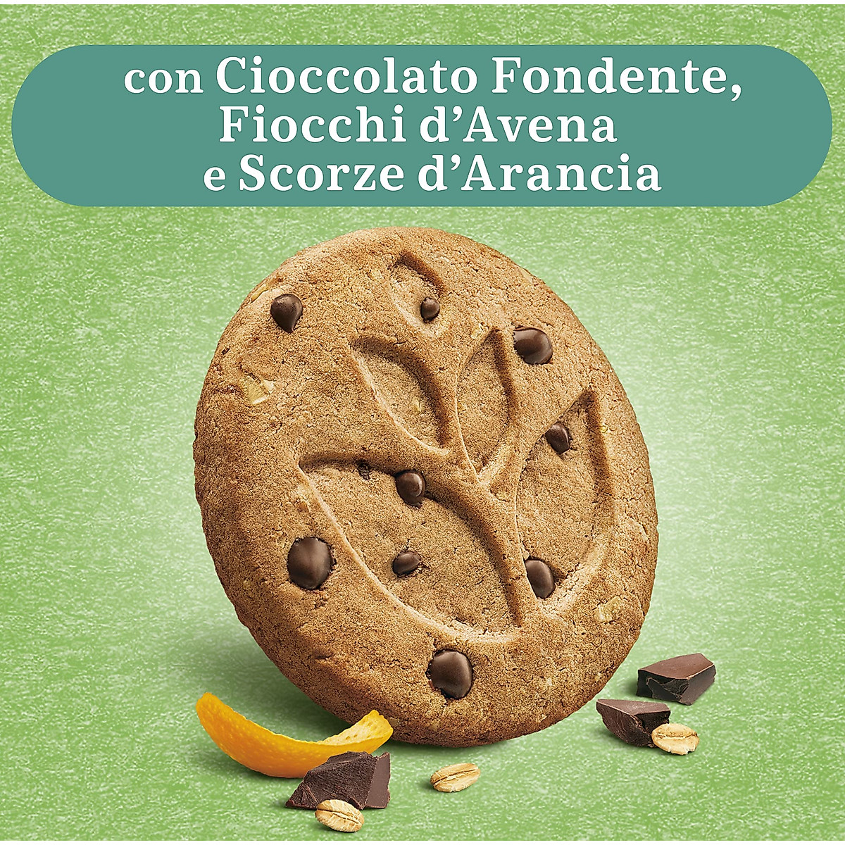 Mulino Bianco Cioccoavena Biscotti con Meno Grassi, Cioccolato Fondente, Fiocchi di Avena e Scorze d'Arancia, Confezione 220