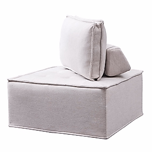 BALUS Modular 7 Seater Sofa Couch, Modern Sectional Sofa Couch, Armless Floor Sofa Couch, Soft Fabric Sofa Bed for Bedroom, Living Room and Sturdy Room, Free Combination, 7 PCS Beige