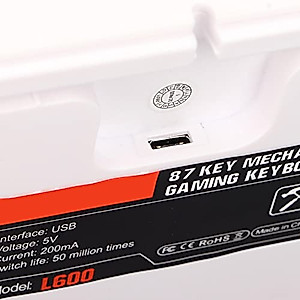 Wired Keyboard, Fashion Appearance 20 LED White Light Effects Mechanical Keyboard Ergonomic Design for Work for Home Gaming for Office(White)