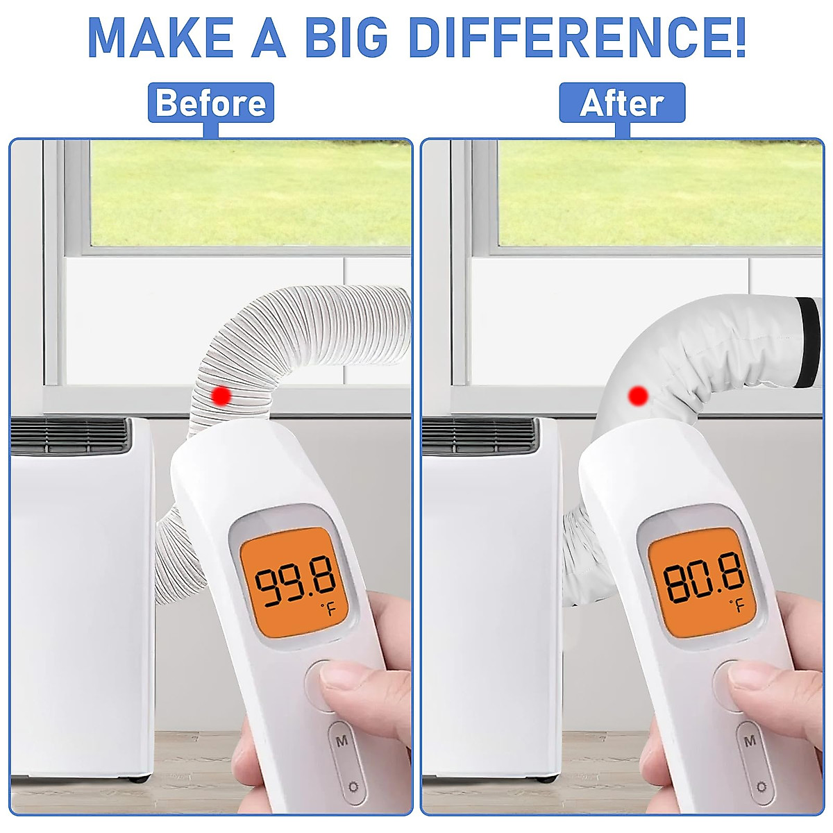 Angooni Portable ac Hose Cover - 59” Flexible and Thick Air Conditioner Hose Cover Wrap with No Leaks, Portable ac Hose Insulation for Hoses Between 5" and 5.9" in Diameter, Light Gray