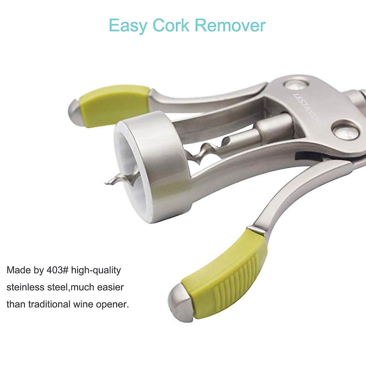 Stainless Steel Wing Corkscrew Wine Opener, Waiters Corkscrew Cork and Beer Cap Bottles Opener Remover, Used in Kitchen Restaurant Chateau and Bars