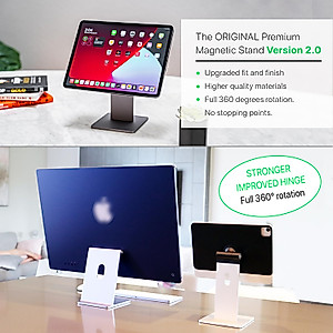 CharJenPro MagFlott V2.0: Magnetic Stand for iPad Pro 12.9", iPad Air 13" M2 (2024). Successful Kickstarter. includes 6’ USB C Cable, Stronger Magnets & Hinge, Full 360 Rotate.