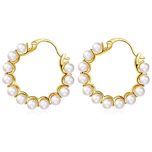 Pearl Hoop Earrings for Women Fashion Dangle Hypoallergenic Layer Earrings Drop Dangle Earrings Gifts for Women