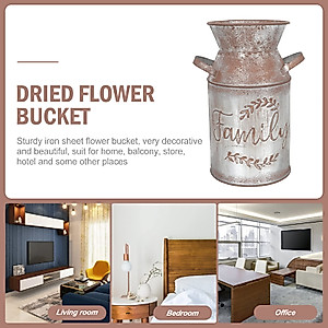 YARDWE Rustic Metal Flower Vase Farmhouse Vase Galvanized Milk Jug Flower Vase Decorative Planter Buckets for Home Garden Decor Brown
