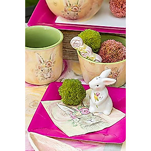 Boston International Salt and Pepper Shakers Easter Ceramic Serveware, Set of 2, Bunny Flower Crown