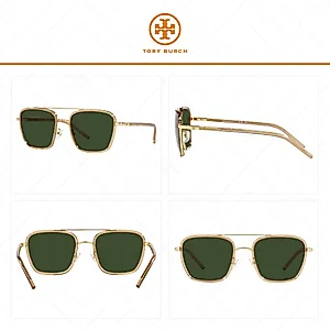 Tory Burch TY6090 330871 53MM Shiny Gold/Plastic Lens Transparent Camel Square Sunglasses for Women + BUNDLE With Designer iWear Eyewear Kit