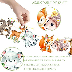 Woodland Animal Happy Birthday Banner Woodland Creatures Banner Decorations 2Pcs Forest Animals Cutout Banners for Woodland Theme Baby Shower Supplies