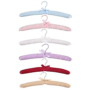 YARNOW Heavy Duty Coat Hangers Satin Padded Hangers, Pack of 6 Sweater Hangers No Shoulder Bump, Sweater Hangers No Bump (15 x 4. 5 Inch Assorted Color) Heavy Duty Hangers