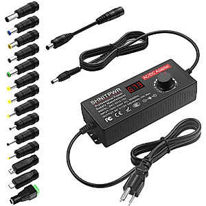 SHNITPWR 4V - 12V Power Supply 10A 120W AC to DC Adapter DC 4V 4.5V 5V 6V 7V 8V 9V 10V 11V 12V Voltage Adjustable Universal Power Converter Transformer 100-240V AC In with 14 Tips & Polarity Converter