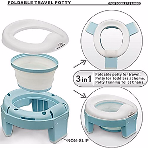 3-in-1 Go Potty for Travel, Portable Folding Compact Toilet Seat,Potty Training Toilet Chairs for Toddler Boys & Girls with storage Bag and Potty Liners by BlueSnail (blue)