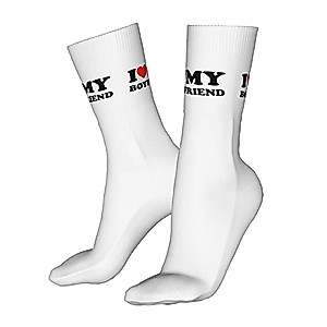 I Love My Hot Boyfriend 1 Socks Funny Socks Casual Crew Socks Compression Running Sock Moisture Wicking Novelty Christmas Gifts