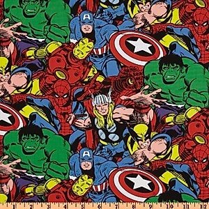 1 Yard - Marvel Group Collage Cotton Fabric - Officially Licensed (Great for Quilting, Sewing, Craft Projects, Quilt, Throw Pillows & More) 1 Yard X 44