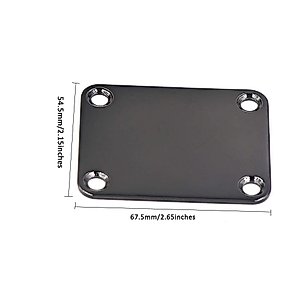 DISENS Guitar String Retainer Roller String Tree Guides,Loaded Jack Socket Plate and Neck Plate Black,Electric Guitar Hardware Set with screws
