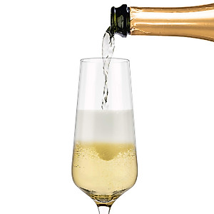 Luxbe - Champagne Crystal Flutes Glasses, Set of 4 - Modern Elegant Sparking Wine Glasses, Hand Blown - Good for Wedding, Anniversary, Christmas - 12oz / 350ml