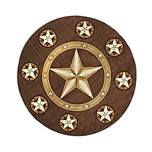 Champion Rugs Texas Western Star Rustic Cowboy Decor Novelty Area Rug Chocolate Brown (7 Feet X 7 Feet Round)
