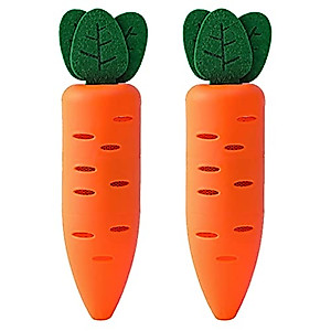 HOMSFOU 2 Set Refrigerator Deodorizer Carrot Shape Fridge Freezer Baking Soda Holder Odor Absorber Odor Eliminator Bamboo Activated Charcoal Fridge Deodorizer for Fridges Freezers Orange