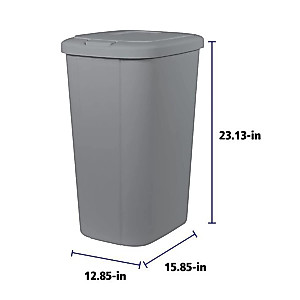 JJoiaS Solid Color 13.3 Gal Touch Top Plastic Trash Can, Spring Loaded Lid Garbage Bin for Kitchen,Home, Bedroom, Bathroom,Office & Slim Space-Saving (Gray)