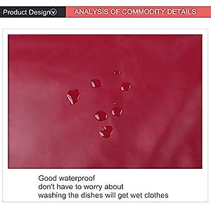 PU Kitchen Oil and Waterproof Aprons for Women with Pocket,Cooking,Red