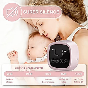 Bilateral Breast Pump Automatic Massage Silent Breast Pump LCD Touch Screen Large Suction Breast Collector, 3 Modes & 9 Levels,22mm (Pink)