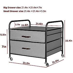 EazeHome Rolling Cart, Rolling Storage Cart, Mini Fridge Cart with Storage, Mini Fridge Table, Rolling Cart with Drawers, 2 Tier Utility Cart on Wheels, 2 Drawer Storage Organizer for Dorm