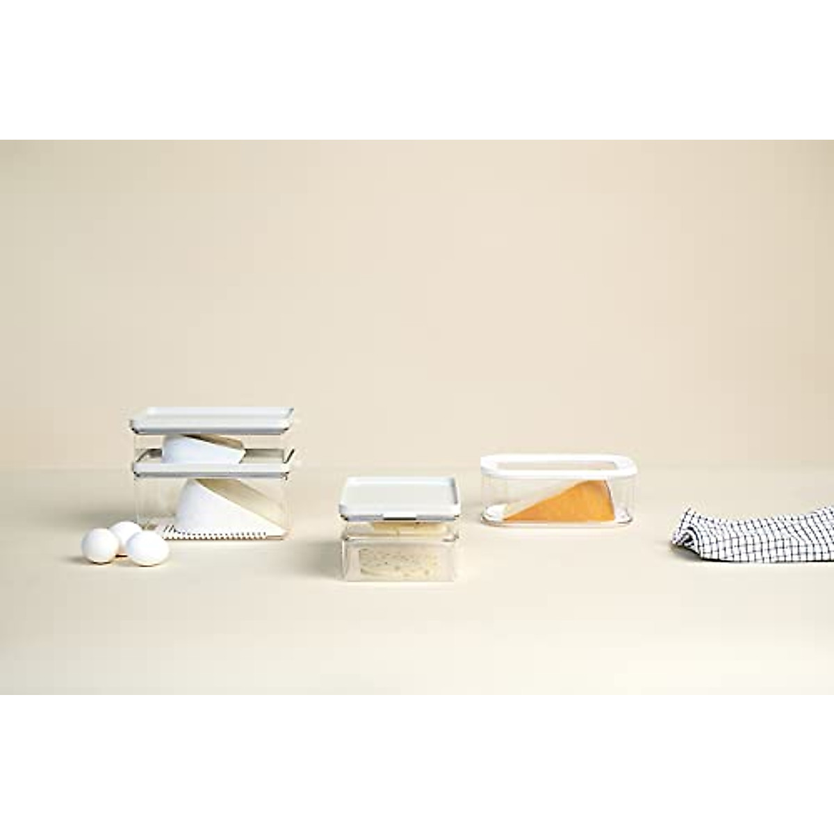 MEPAL, Omnia Food Storage Boxes with Lid for Salami, Cold Cuts, Turkey, Bologna, Deli and Luncheon Meat, BPA Free, Nordic White, 3 X 500ml | 17oz, 1 Set