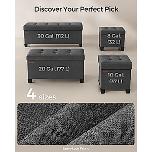 SONGMICS 15 Inches Cube Storage Ottoman, Bedroom Bench with Storage, Foot Stool with Feet, Holds Up to 660 lb, Dark Gray ULSF14GYZ