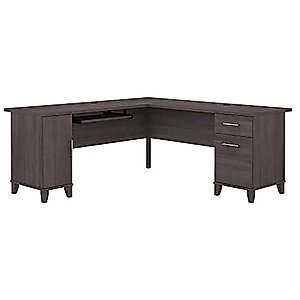 Bush Furniture Somerset L Shaped Desk with Storage, 72W, Storm Gray