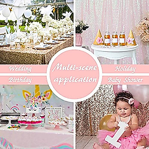 FYLEDAEE Iridescent White Sequin Tablecloth Rectangular 50X80 inch Spark Glitter Shimmer Tablec Cover for Wedding Baby Shower Birthday Dinners Dessert Flower Candy Cake Party Decoration