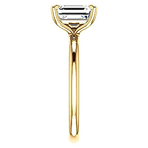 10K Solid Yellow Gold Handmade Engagement Ring 3 CT Emerald Cut Moissanite Diamond Solitaire Wedding/Bridal Ring Set for Women/Her Propose Ring (8)