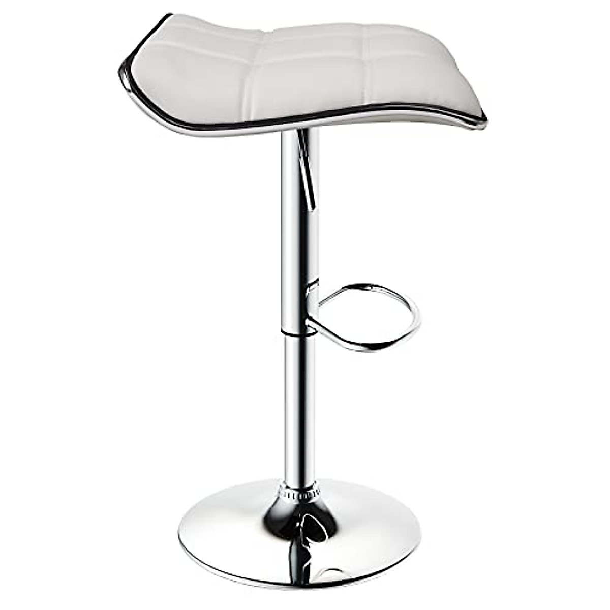 ErgoDesign Bar Stools Set of 2, Square Backless Adjustable Bar Stools, Swivel Bar Stool, Barstools Set of 2 (White)