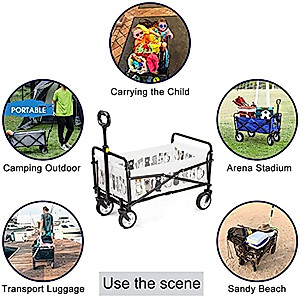 Collapsible Wagon Cart Draw Banner Cute cat on White forgreeting cardpostercoverprintbanner Foldable Utility Wagon Large Capacity Garden Cart with Push Bar for Beach Camp Outdoor Shopping
