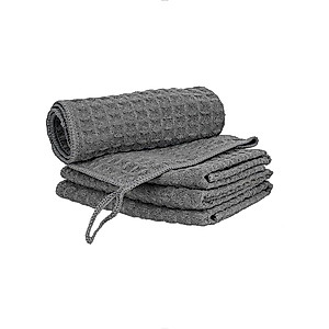 watchget Microfiber Cleaning Cloth,Barista Micro Cloth 4 Pack-Microfiber Barista Towels Espresso Towel Espresso Machine Cloths, Steam Wand Cloth, Kitchen Cleaning Cloth Waffle Weave Dark Grey(12"x12")