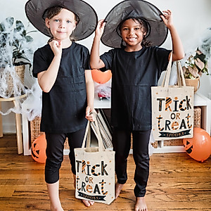 ATFUNSHOP 13.8" Large Halloween Tote Bag Trick or Treat Canvas Reusable Large Bucket for Kids