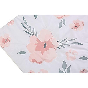 PINNKKU 4-Piece Crib Bedding Set for Girls, Baby Girl Bedding Crib Set, Cunas para Bebes, White, Blush Pink Flower Crib Skirt, Blanket, Crib Sheet and Diaper Stacker, Crib Bedding Sets for Girls