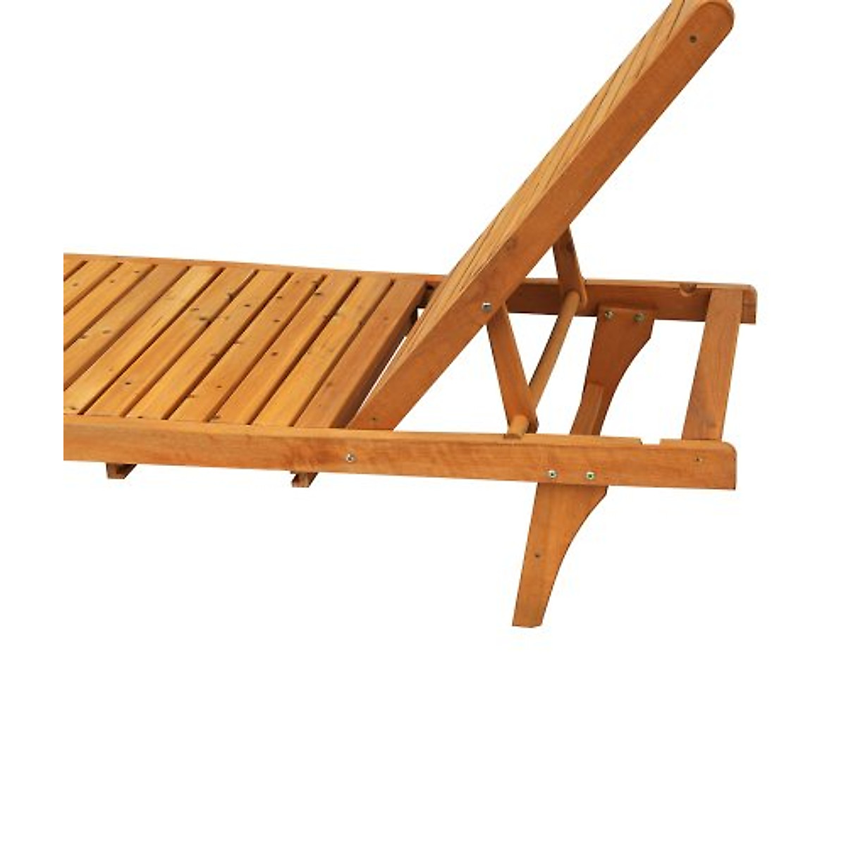 Leisure Season CL7111 Chaise Lounge with Pull-Out Tray - Brown - 1 Piece - Wooden Reclining Outdoor Furniture for Sunbathing, Relaxation - Great Patio, Pool Deck, Garden, Lawn or Beach Lounging Chair