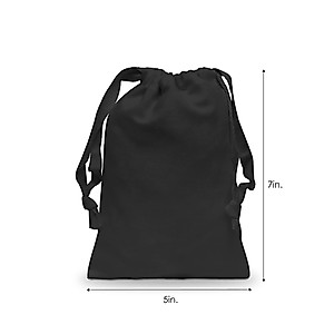 Drawstring Gift Bags - 12 Pack 5x7 Inch Small Black Muslin Cotton Cloth Pouches in Bulk, Mini Cloth Fabric Canvas Pouch for Jewelry, Candy, Parties, Wedding Favors, Soaps, Treats, Crafts