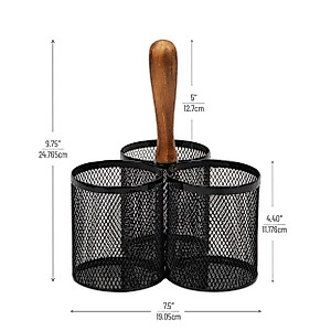 Mind Reader Metal Utensil Caddy, Silverware Organizer, Cutlery Holder, 3-Section, Black