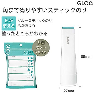 Kokuyo Gloo Square Glue Stick, Color Disappearable, Small Size, Pack of 5, Japan Import (TA-G311-5P)