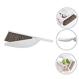 SOESFOUFU 1 Set Small Broom Pet Dustpan Keyboard Cleaner Brush Table Dustpan Brush Desktop Mini Dustpan Sofa Cleaner Mini Dustpan and Brush Sofa Broom Small Dustpan Small Brush Pp White