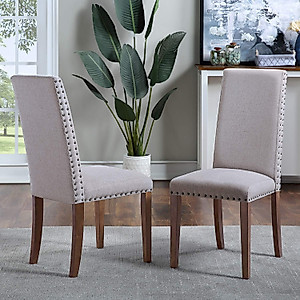 Merax Dining Chairs Dining Room Chairs - Kitchen Chairs Solid Wood Tufted Parsons Dining Chair Set of 2, Easy to Assemble