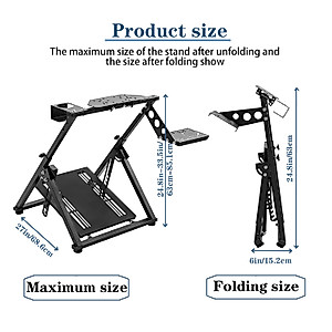 Anman Foldable Driving Gaming Steering Wheel Stand Fit for Logitech G25 G27 G29 G923,Thrustmaster PXN V9,Adjustable,Not Included Pedals & Shifter