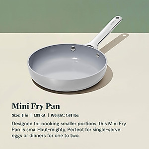 Caraway Mini Duo - Non-Stick Ceramic Mini Fry Pan (1.05 qt, 8") & Mini Sauce Pan (1.75 qt) - Non Toxic, PTFE & PFOA Free - Oven Safe & Stovetop Agnostic (Gas, Electric & Induction) - Gray