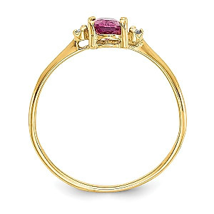 IceCarats 14K Yellow Gold Diamond Pink Tourmaline October Birthstone Ring Gemstone Band Size 6