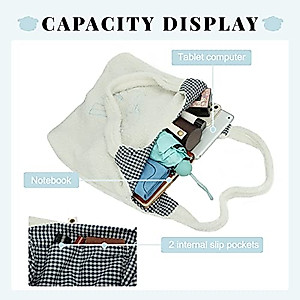 Freie Liebe Cute Bags for Women Tote Bag Aesthetic Girls Fluffy Teddy Bear Purse Plush Shoulder Hobo Handbags