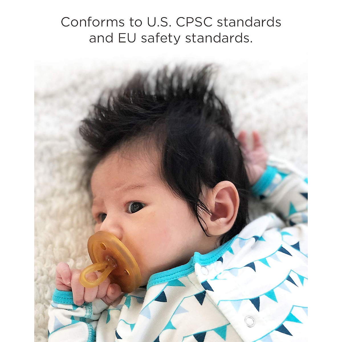 Symmetrical - Shorter Nipple Less Gagging - Small Newborn - Natural Rubber Pacifier - BPA-Free - Soft - Handcrafted in Italy