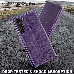 MONASAY Wallet Case for Galaxy S23+Plus 5G,[RFID Blocking] Flip Folio Leather Cell Phone Cover with Credit Card Holder for Samsung Galaxy S23+Plus 5G 6.6 inch, Purple