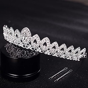 Crystal Crown and Veil Set-Rhinestones Tiara Headband Elegant Bridal Wedding Veil with Comb White, Bachelorette Party Accessories