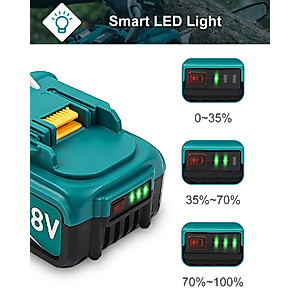 Twupixy Battery for Makita 18V Battery 6.0Ah, 4Pack Replacement Batteries Compatible with Makita 18 Volts Battery BL1860 BL1820 1830B 1840B 1850B, Fit with Original Makita 18V Battery Chargers Blue
